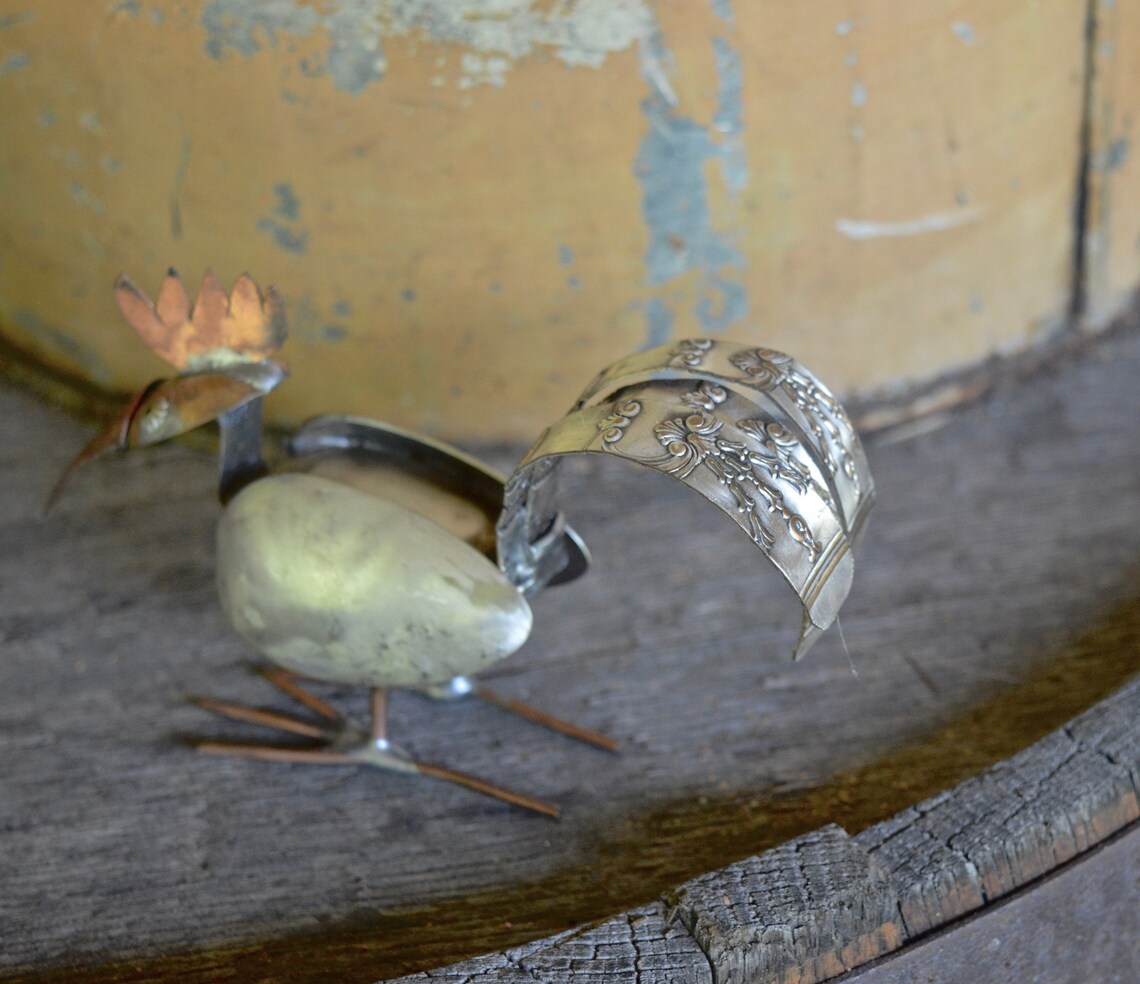 Spoon Rooster Silversmith Small Sculptures Farm Welded Garden Silver ...