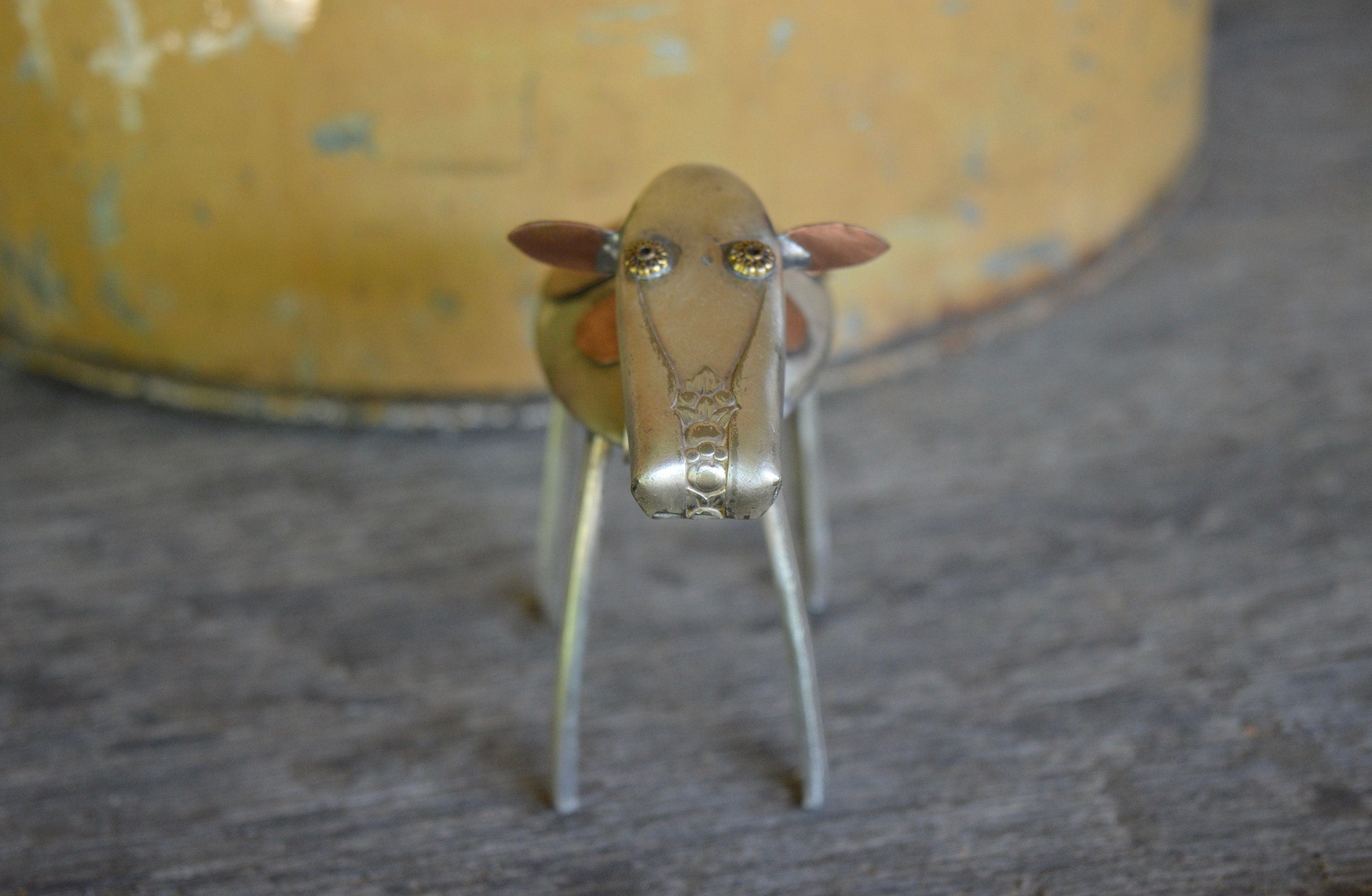 Spoon Cow Silverware Art Small Farm Sculpture Vintage Silverplate Metal ...