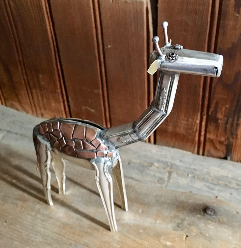 Giraffe Silverware Sculpture Recycled Metal Art Vintage Silver - Etsy