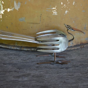 Spoon Bird Silverware Sculptures Silver Copper Eclectic Metal Art ...