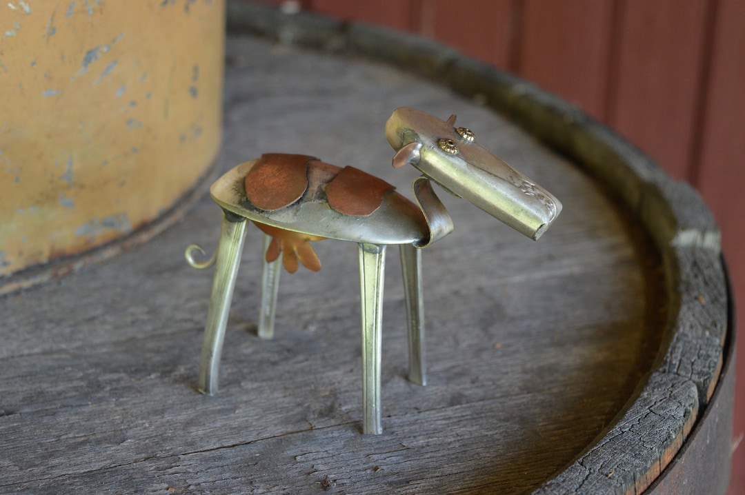 Spoon Cow Silverware Art Small Farm Sculpture Vintage Silverplate Metal ...