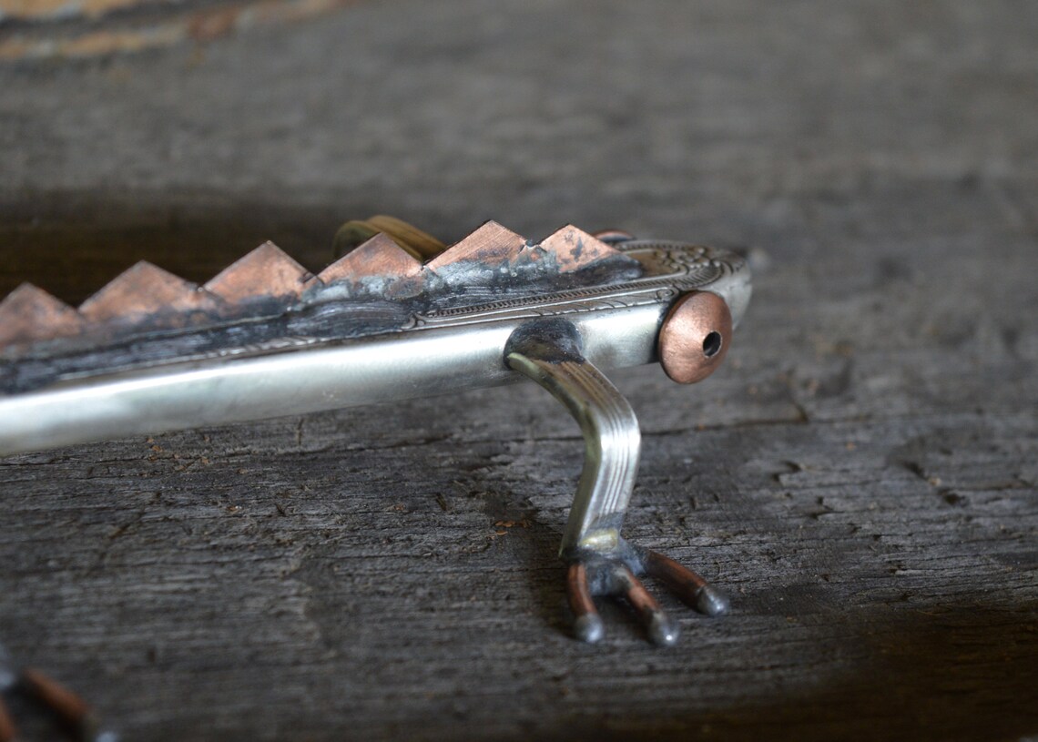 Lizard Silveware Sculpture Vintage Silverplated Metal - Etsy