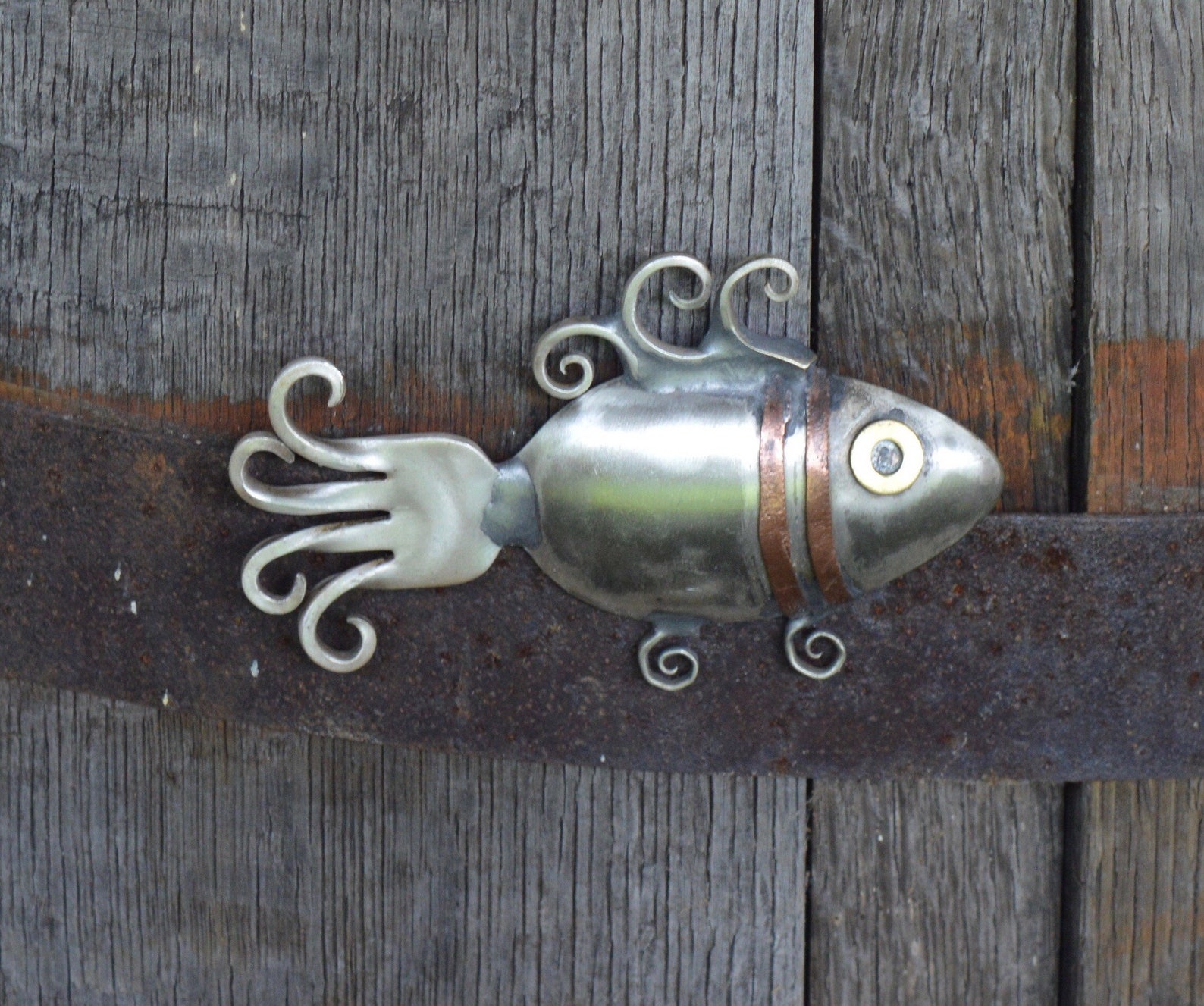 Spoon Fish Hanging Silverware Sculpture Metal Animal Handmade - Etsy