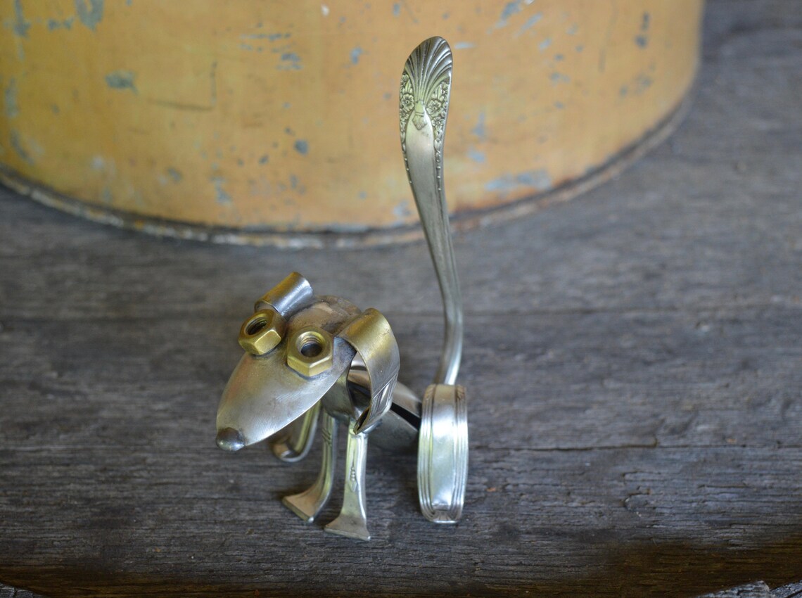 Dog Sculpture Made of Vintage Silverplated Silverware - Etsy