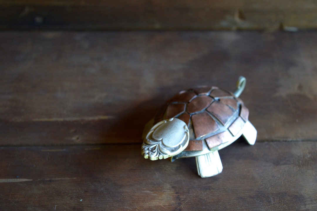 Spoon Turtle Small Sculpture Copper Vintage Metal Art Silverware Animal Handmade - Etsy