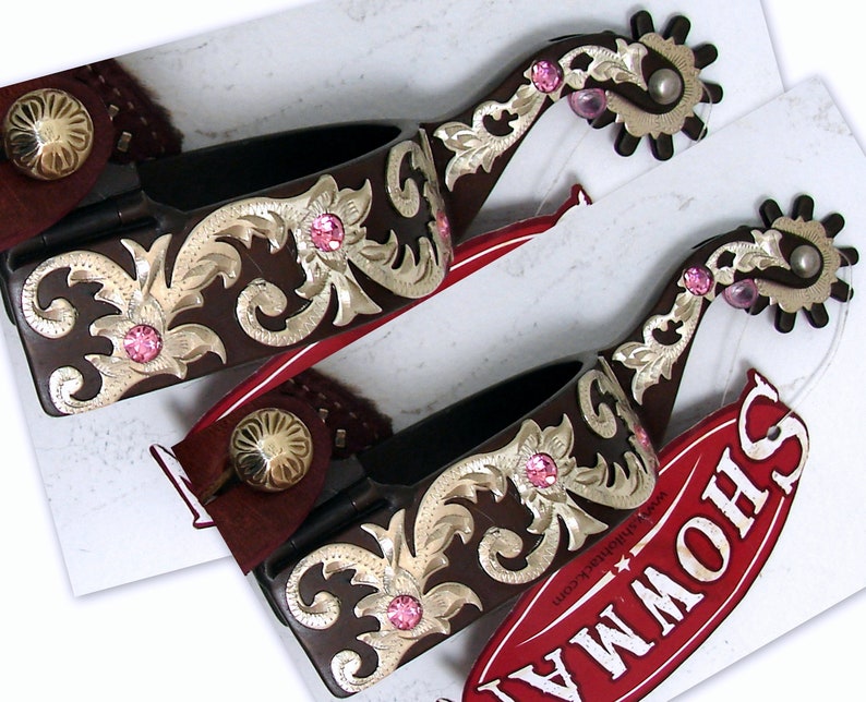 Ladies Brown Steel With Pink or Blue Crystals Show Spurs With - Etsy