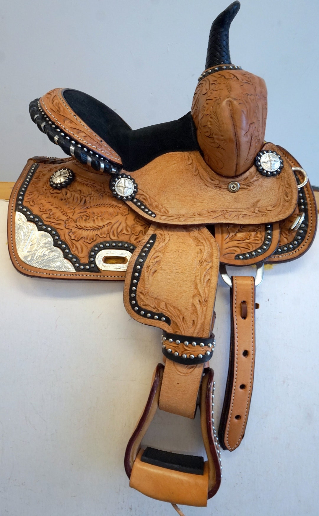 Tooled Super Show Western Mini Pony Trail Barrel/ Rocking Horse Saddle ...