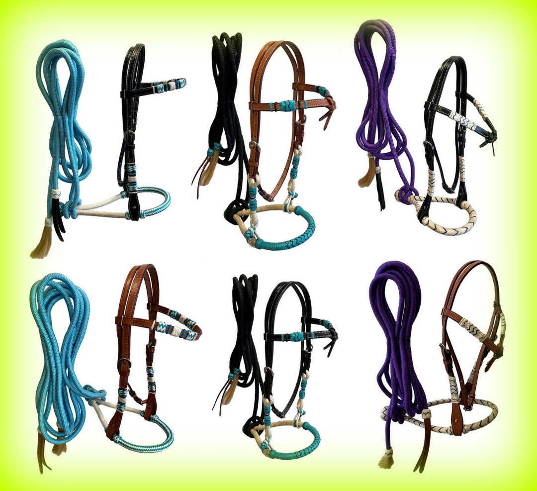 Headstall Bosal Mecate Reins Horse Full Size Headstall Bitless Bridle ...