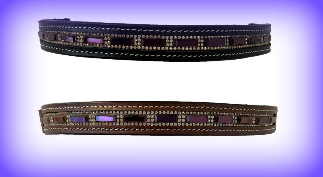 Bedazzled Brow Band for English PONY Bridle:new Rectangular PURPLE ...