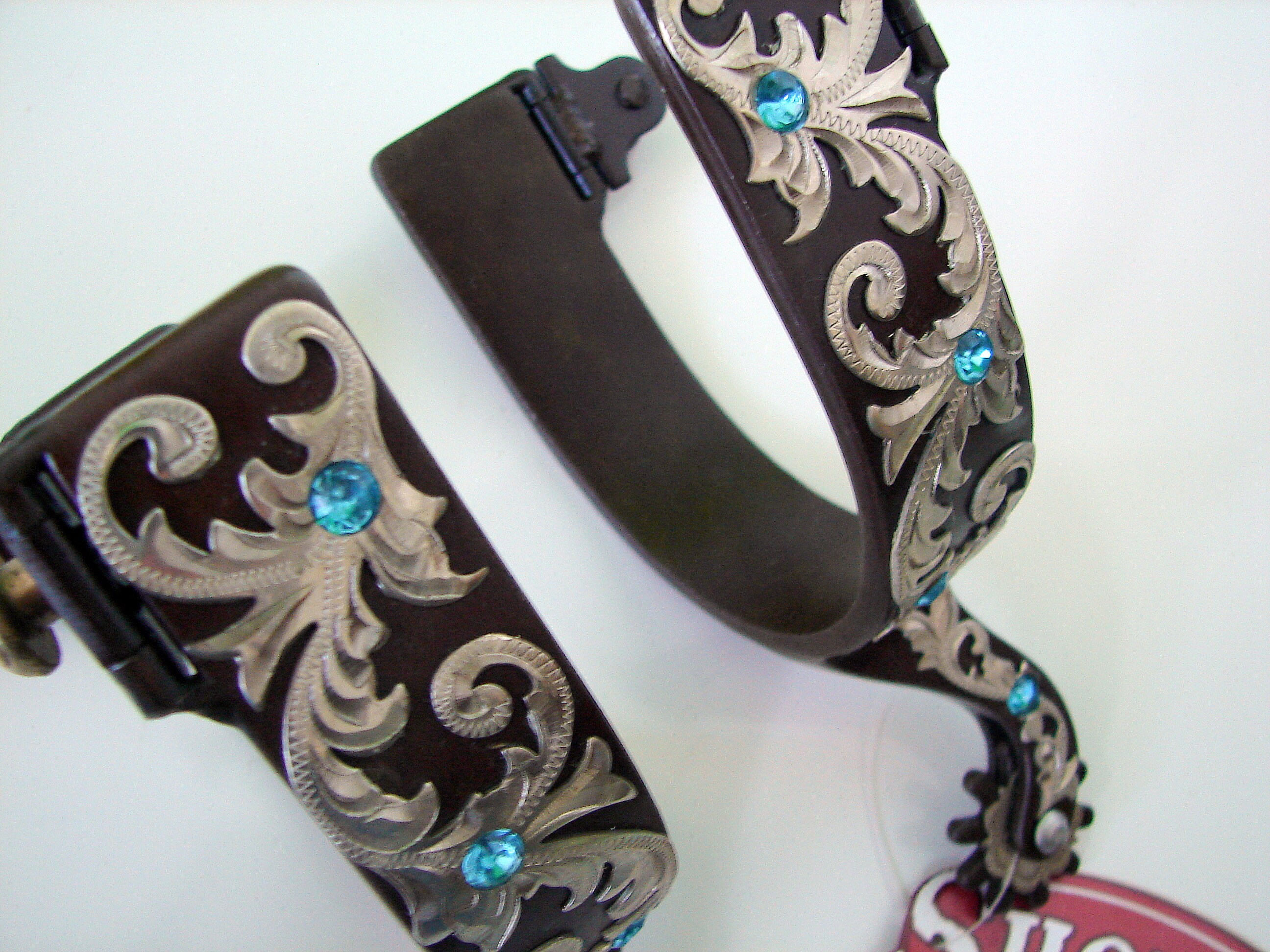 Ladies Brown Steel With Pink or Blue Crystals Show Spurs With - Etsy