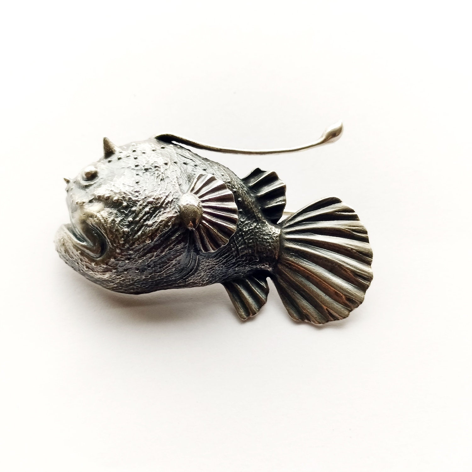 Deep Sea Fish Uniquely Designed Handmade 925 Sterling Silver Pin ...
