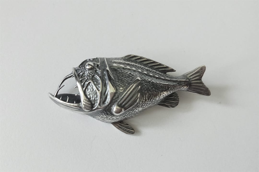 Deep Sea Fish Uniquely Designed Handmade 925 Sterling Silver Pin ...