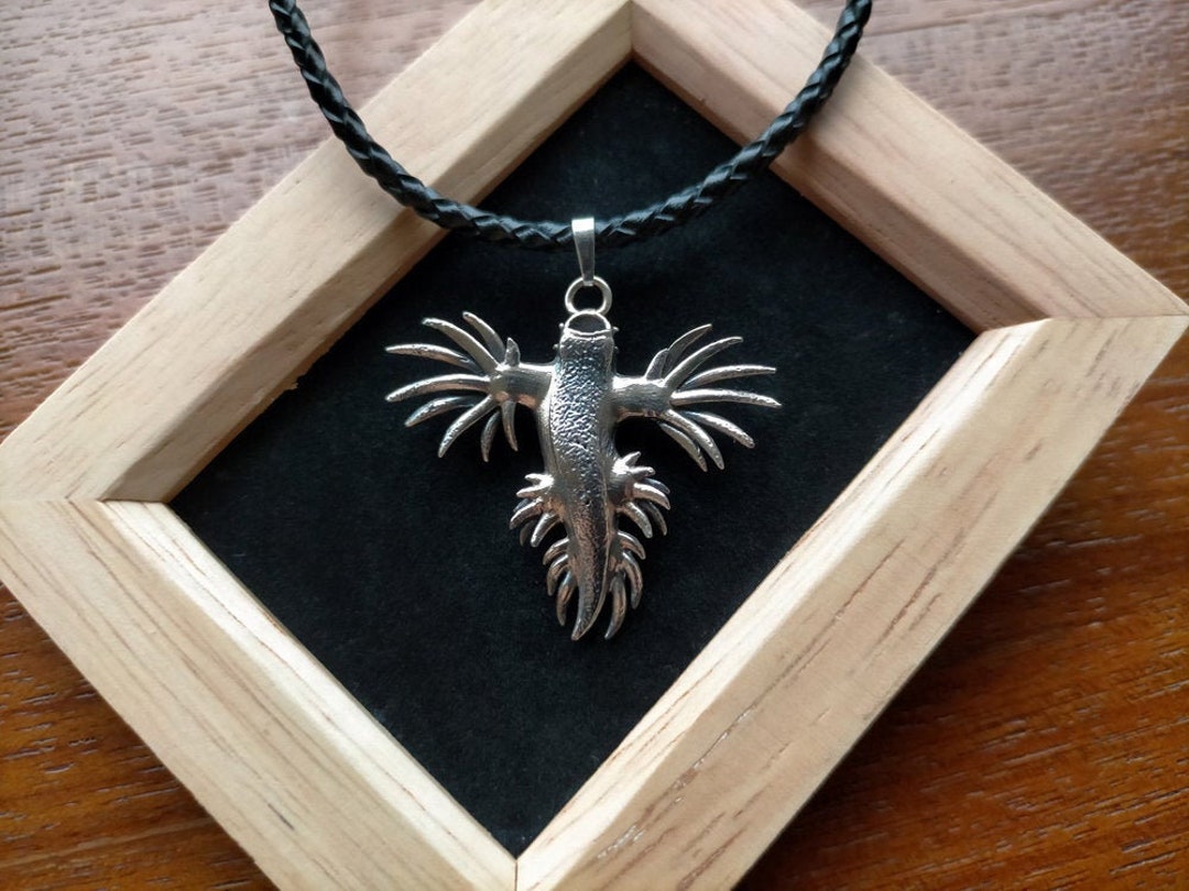 Blue Sea Slug Sterling Silver Necklace-sea Swallow-blue Dragon-blue ...