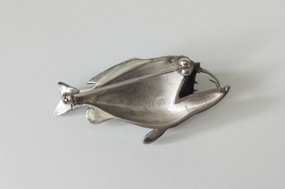 Deep Sea Fish Uniquely Designed Handmade 925 Sterling Silver Pin ...