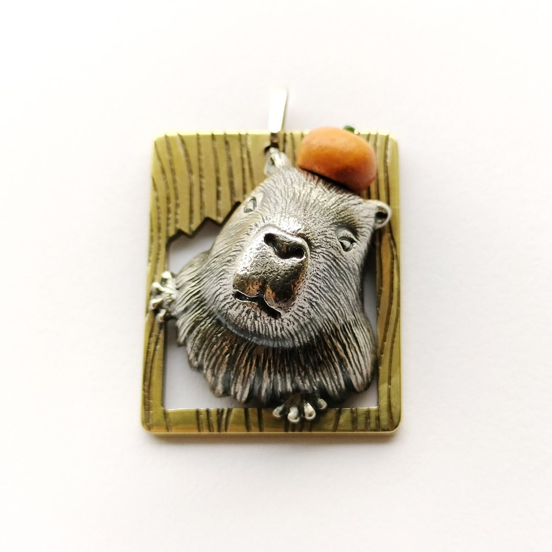 Uniquely Designed Handmade Cute Capybara 925 Sterling Silver Necklace ...