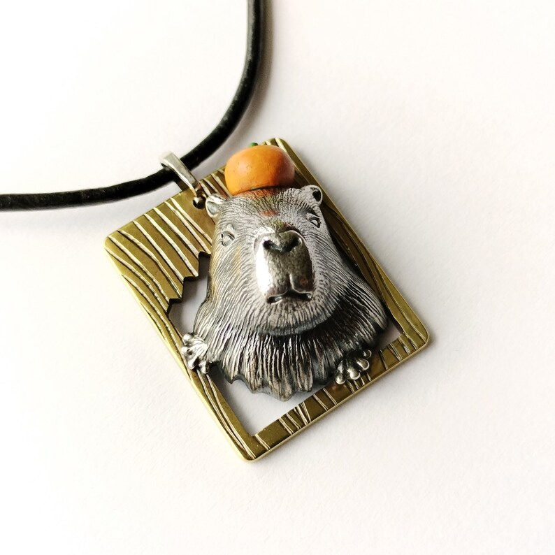 Uniquely Designed Handmade Cute Capybara 925 Sterling Silver Necklace ...