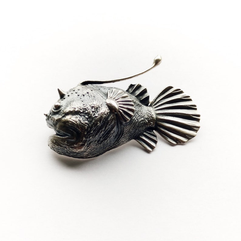 Deep Sea Fish Uniquely Designed Handmade 925 Sterling Silver Pin ...