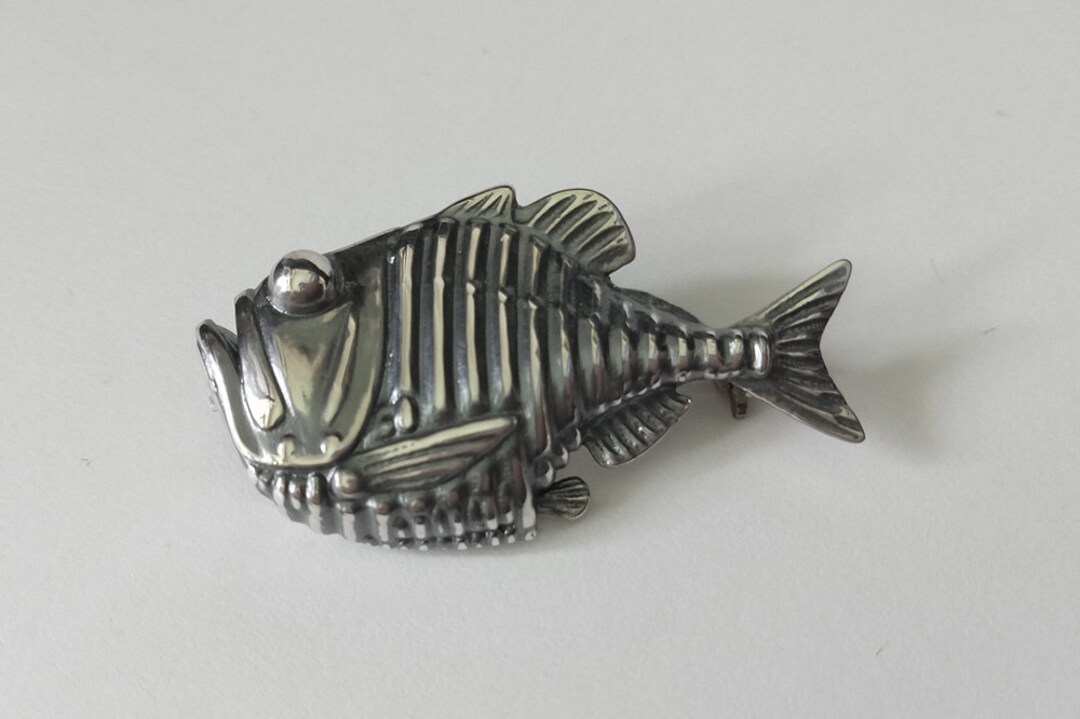 Deep Sea Fish Uniquely Designed Handmade 925 Sterling Silver Pin ...