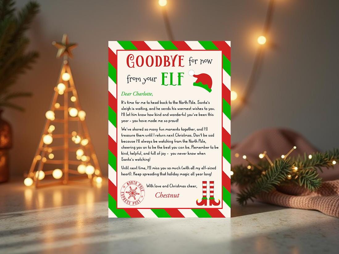 Editable Elf on the Shelf Goodbye Letter, Printable Personalised ...
