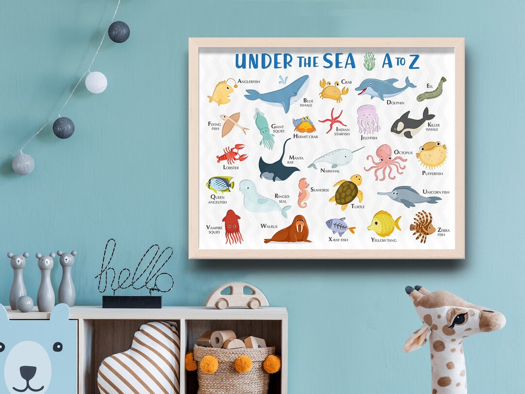 Under the Sea A to Z Printable Wall Art, Underwater Creatures Print ...