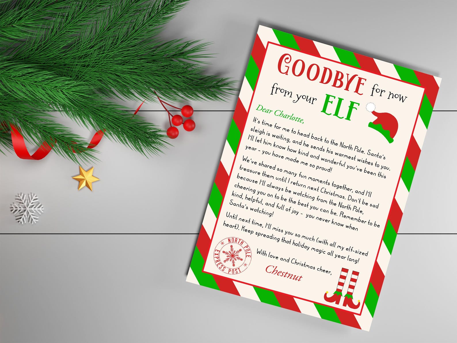 Editable Elf on the Shelf Goodbye Letter, Printable Personalised ...