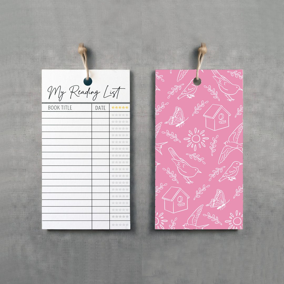 Printable Bookmark Reading List, Log Book Tracker, Library Card Book ...