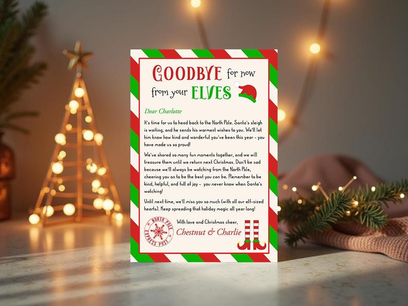 Editable Elf on the Shelf Goodbye Letter, Printable Personalised ...
