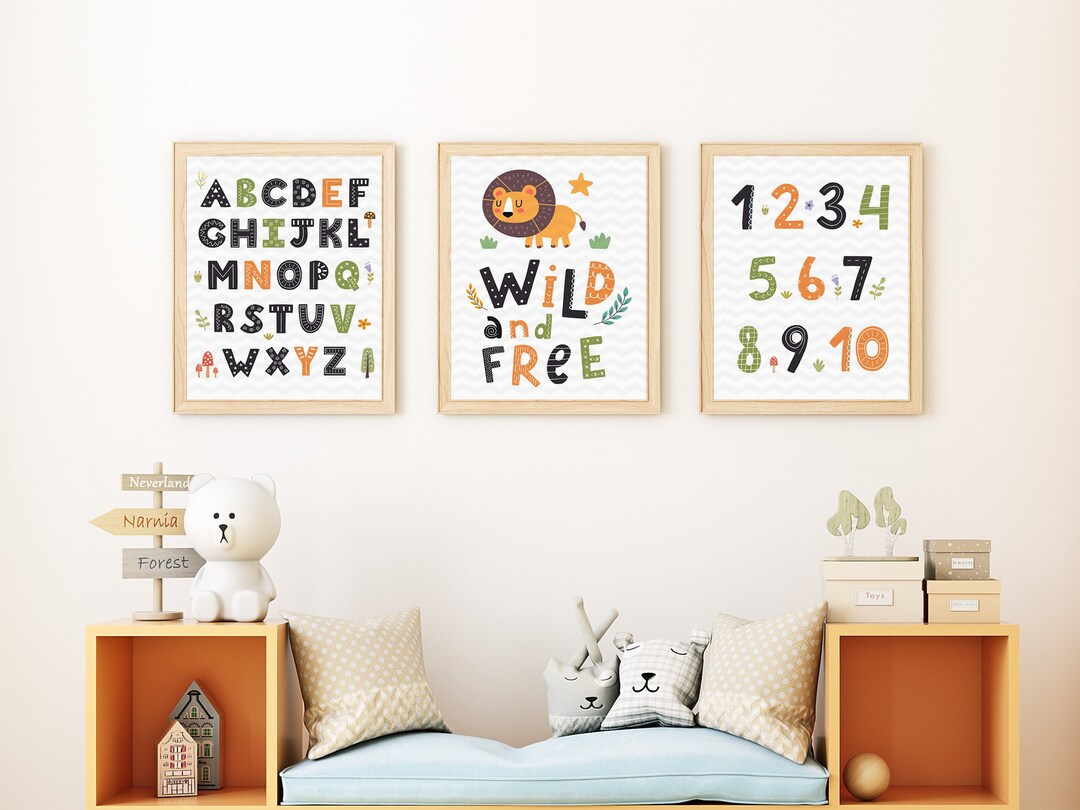 Scandinavian Style Alphabet Numbers Playroom Decor, Kids Bedroom Art ...