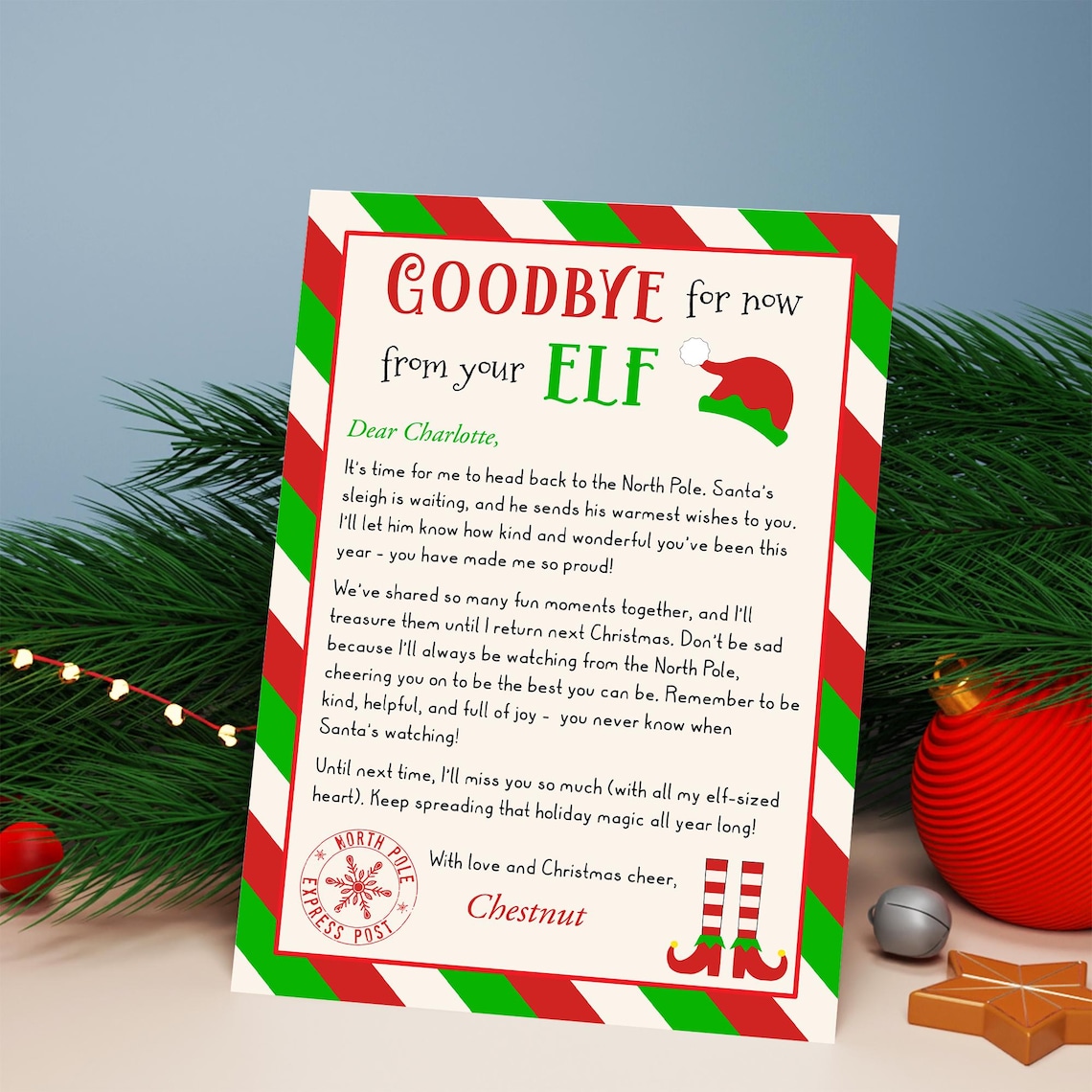 Editable Elf on the Shelf Goodbye Letter, Printable Personalised ...