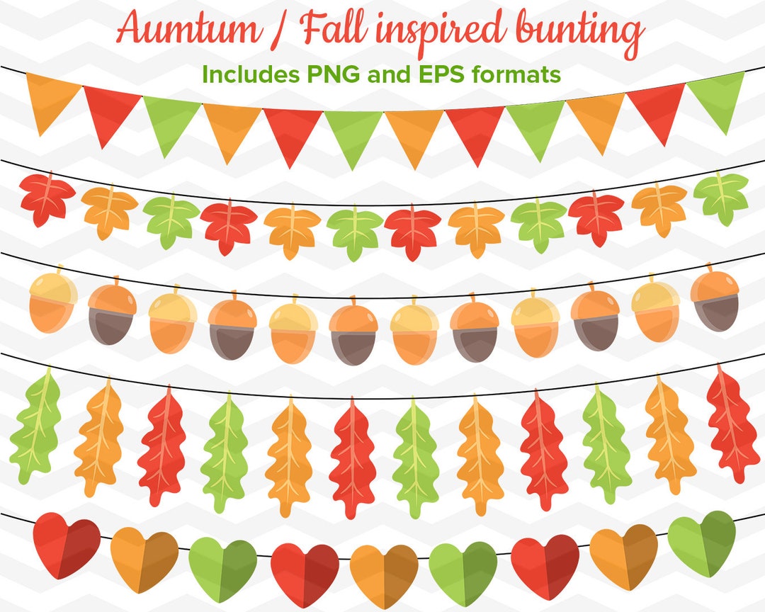 Autumn / Fall Inspired Bunting Bundle - Autumn Bunting Clipart - Fall ...