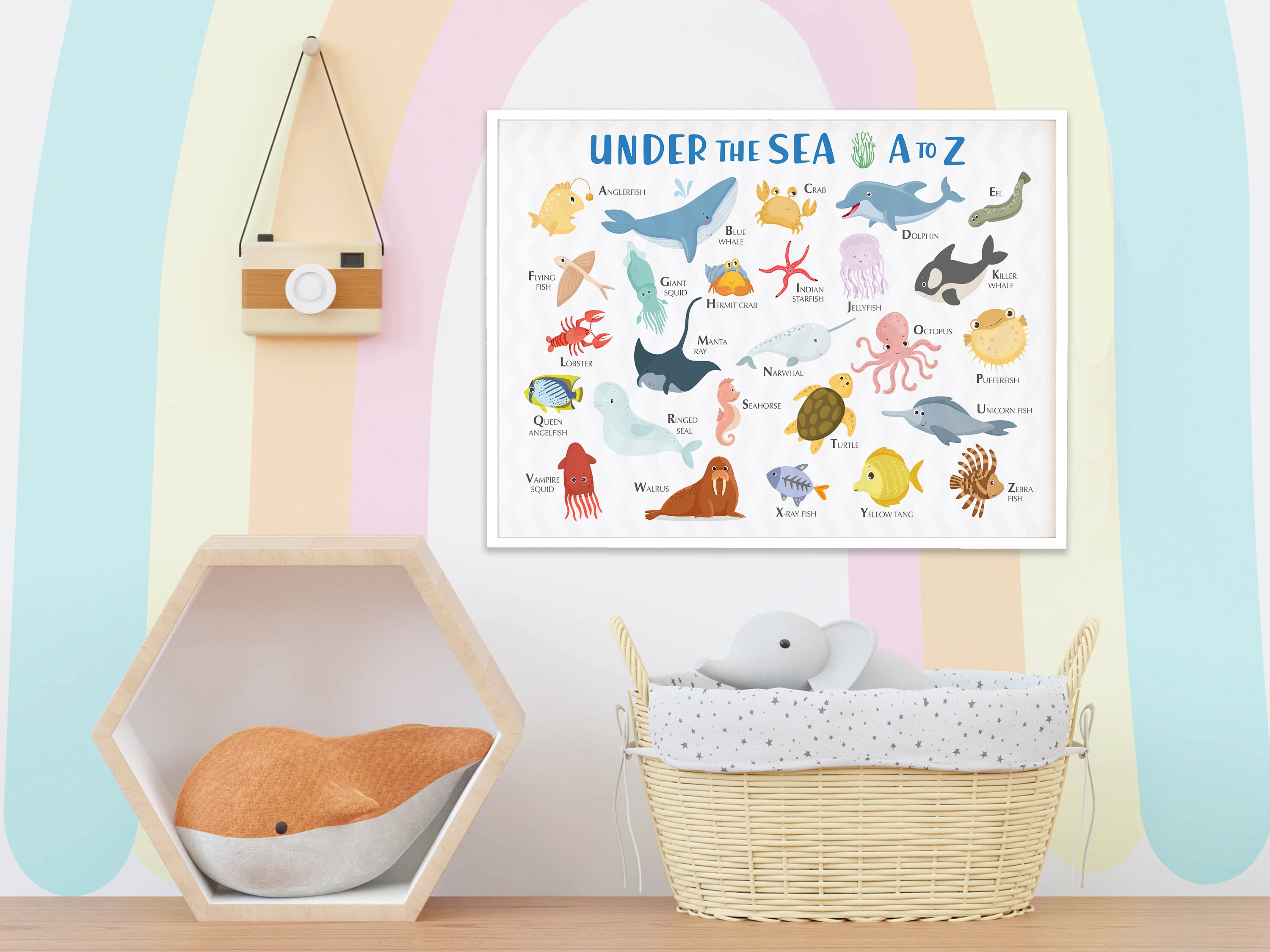Under the Sea A to Z Printable Wall Art, Underwater Creatures Print ...