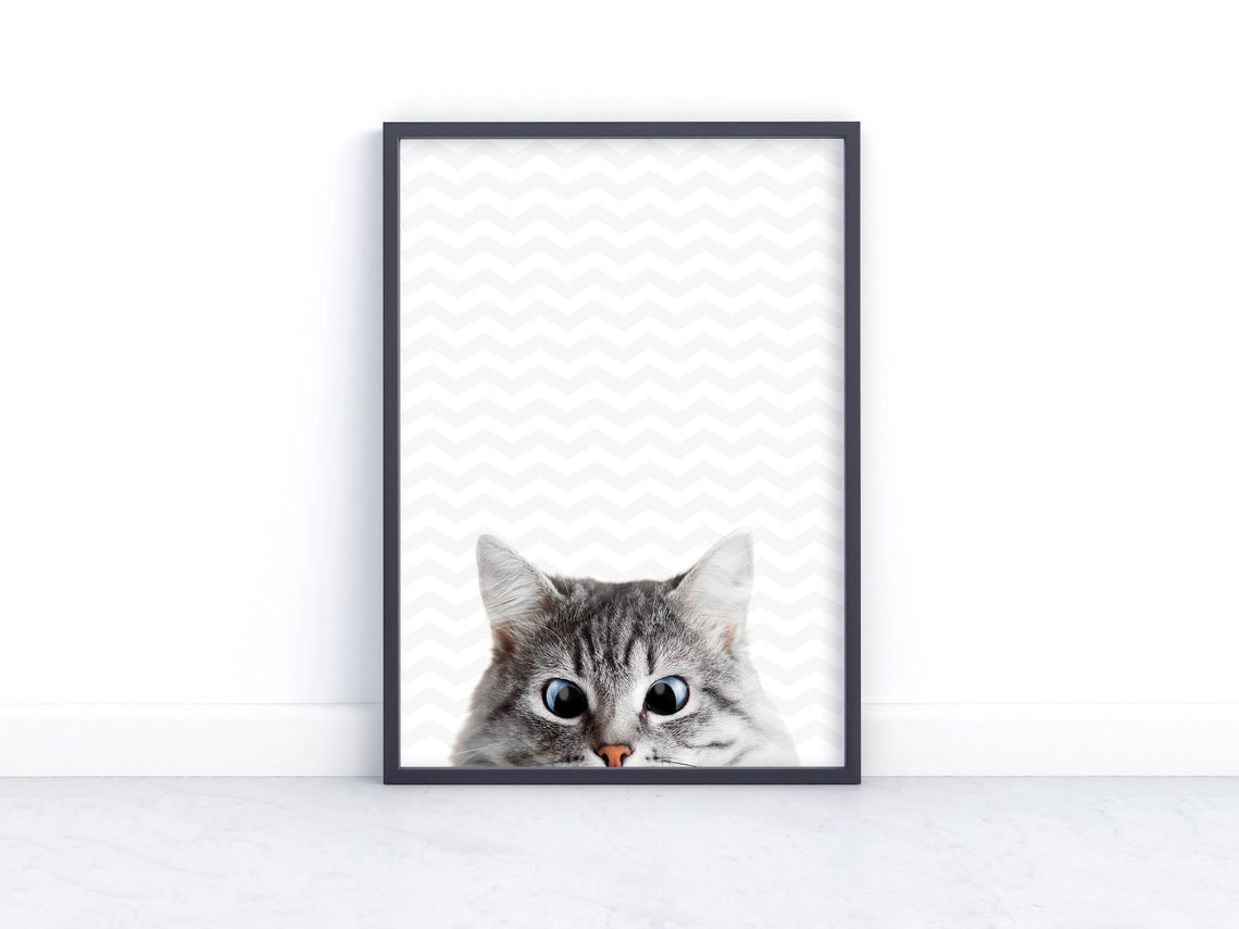 Funny Peeking Cat Printable Wall Art - Sneaky Cats Prints - Digital ...