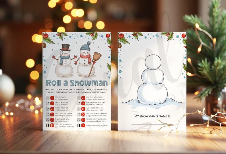 Roll a Snowman Party Game, Printable Christmas Family Games, Christmas ...