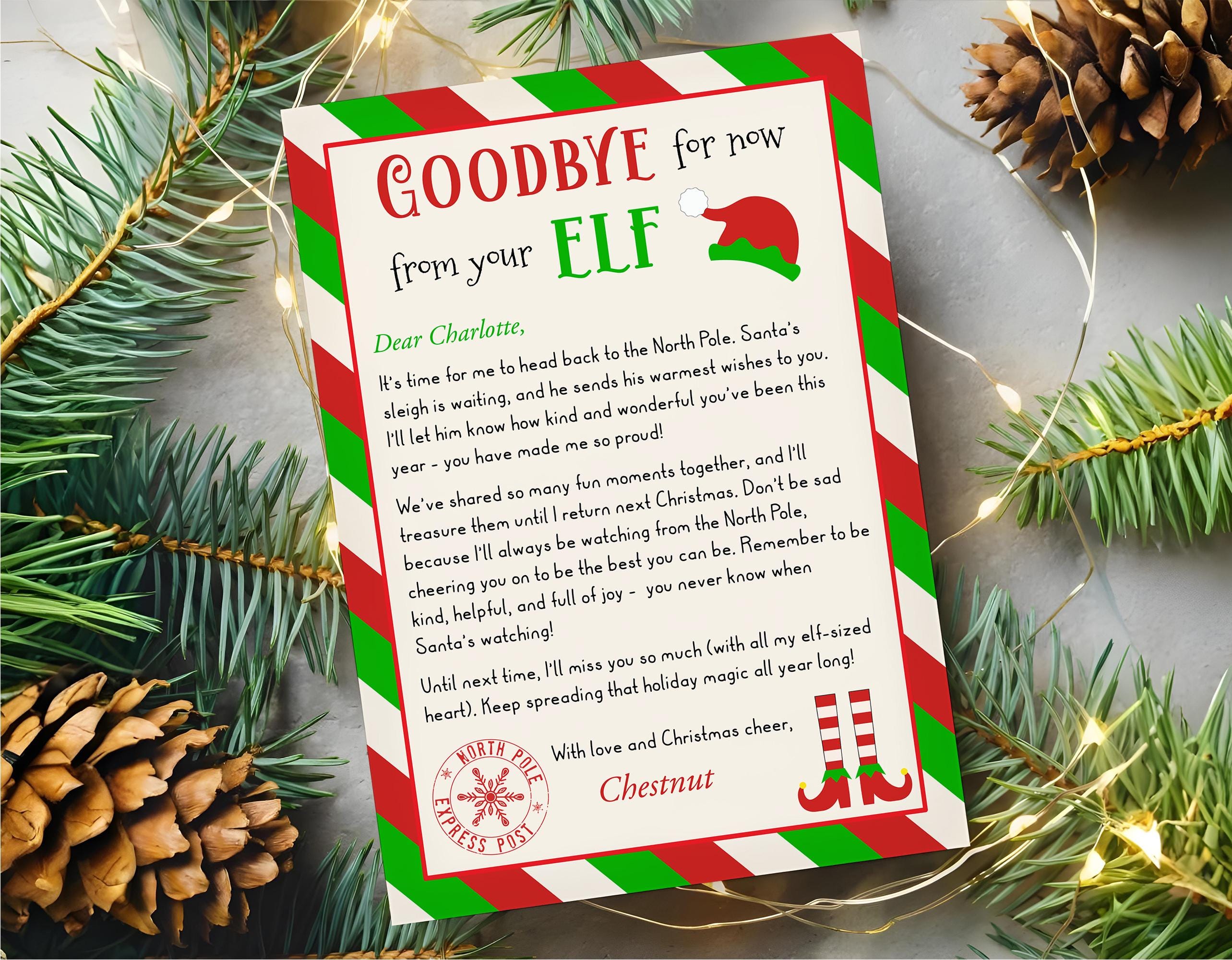 Editable Elf on the Shelf Goodbye Letter, Printable Personalised ...