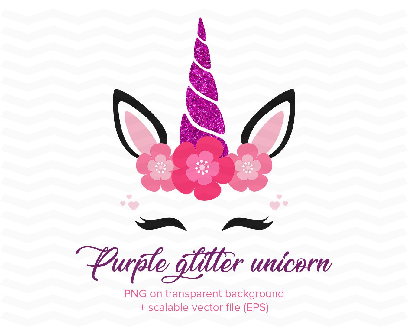 Glitter Unicorn Face Clipart - Purple Shimmering Unicorn Head - Unicorn ...
