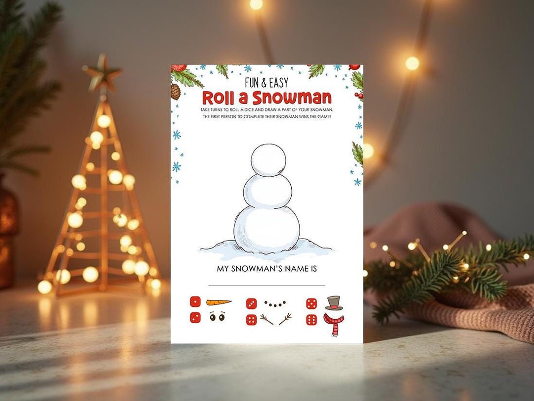 Roll a Snowman Party Game, Printable Christmas Family Games, Kids ...