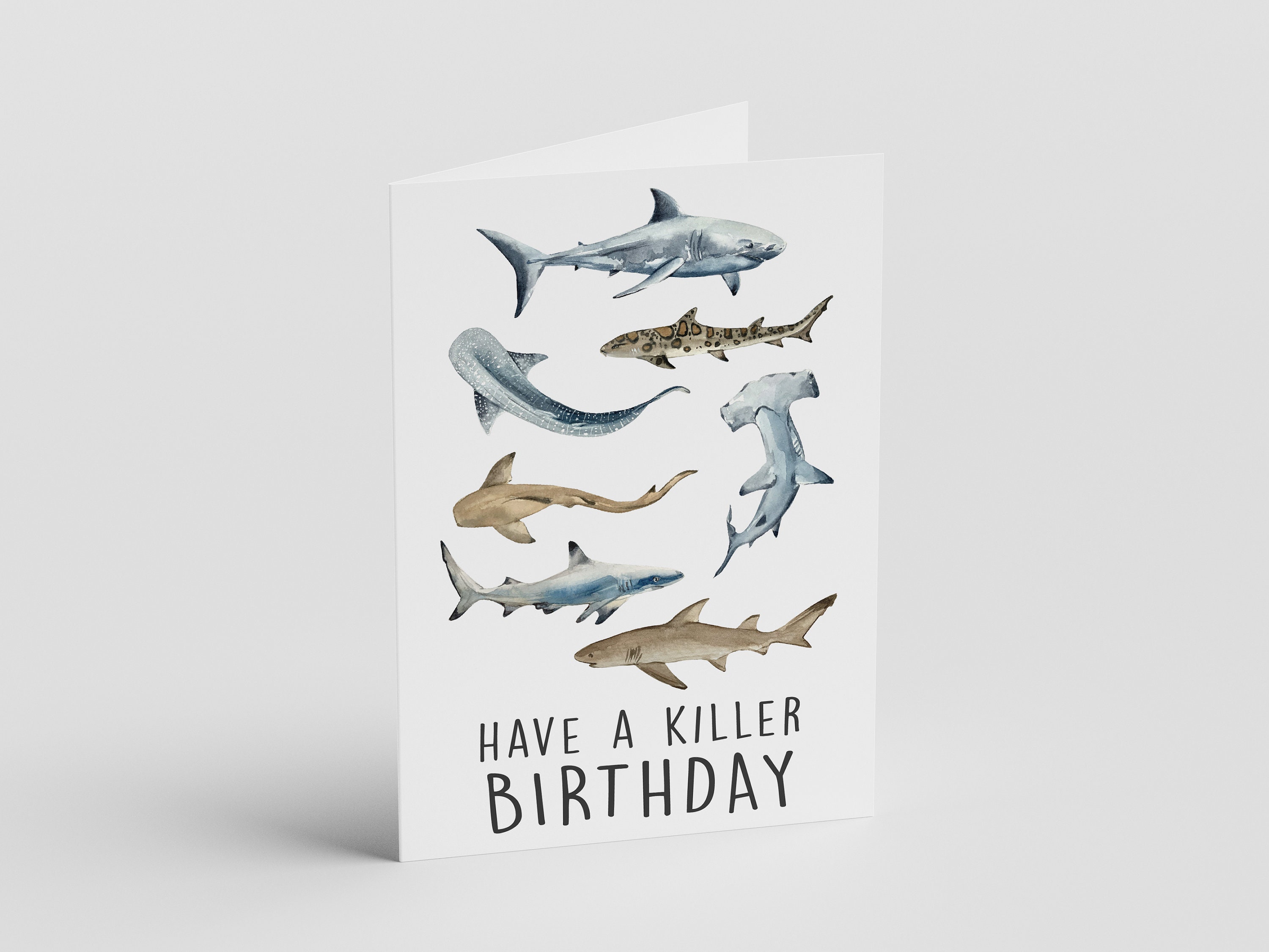 Sharks Greeting Card Have a Killer Birthday Happy Birthday Card 5x7 ...