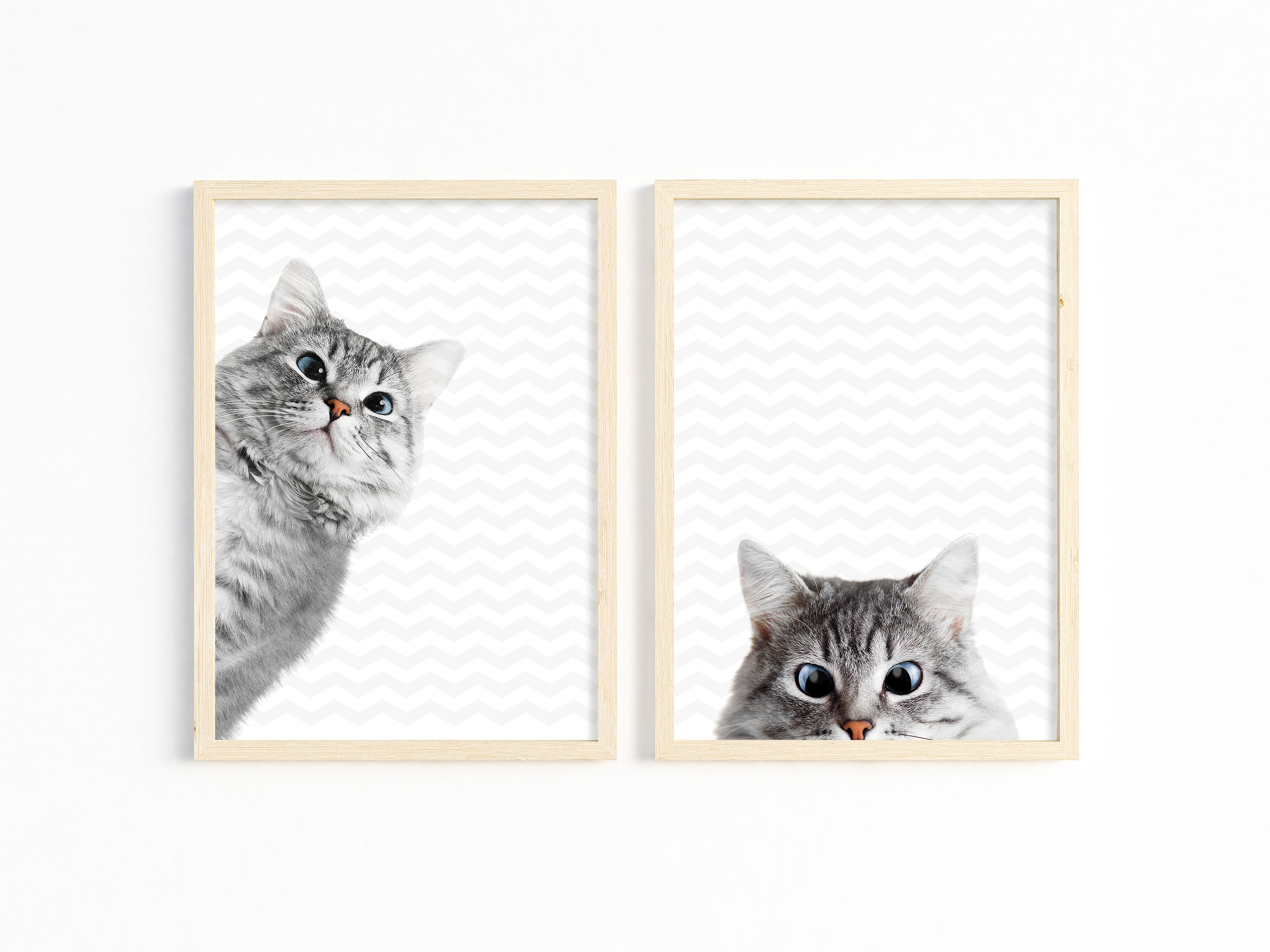 Funny Peeking Cat Printable Wall Art - Sneaky Cats Prints - Digital ...