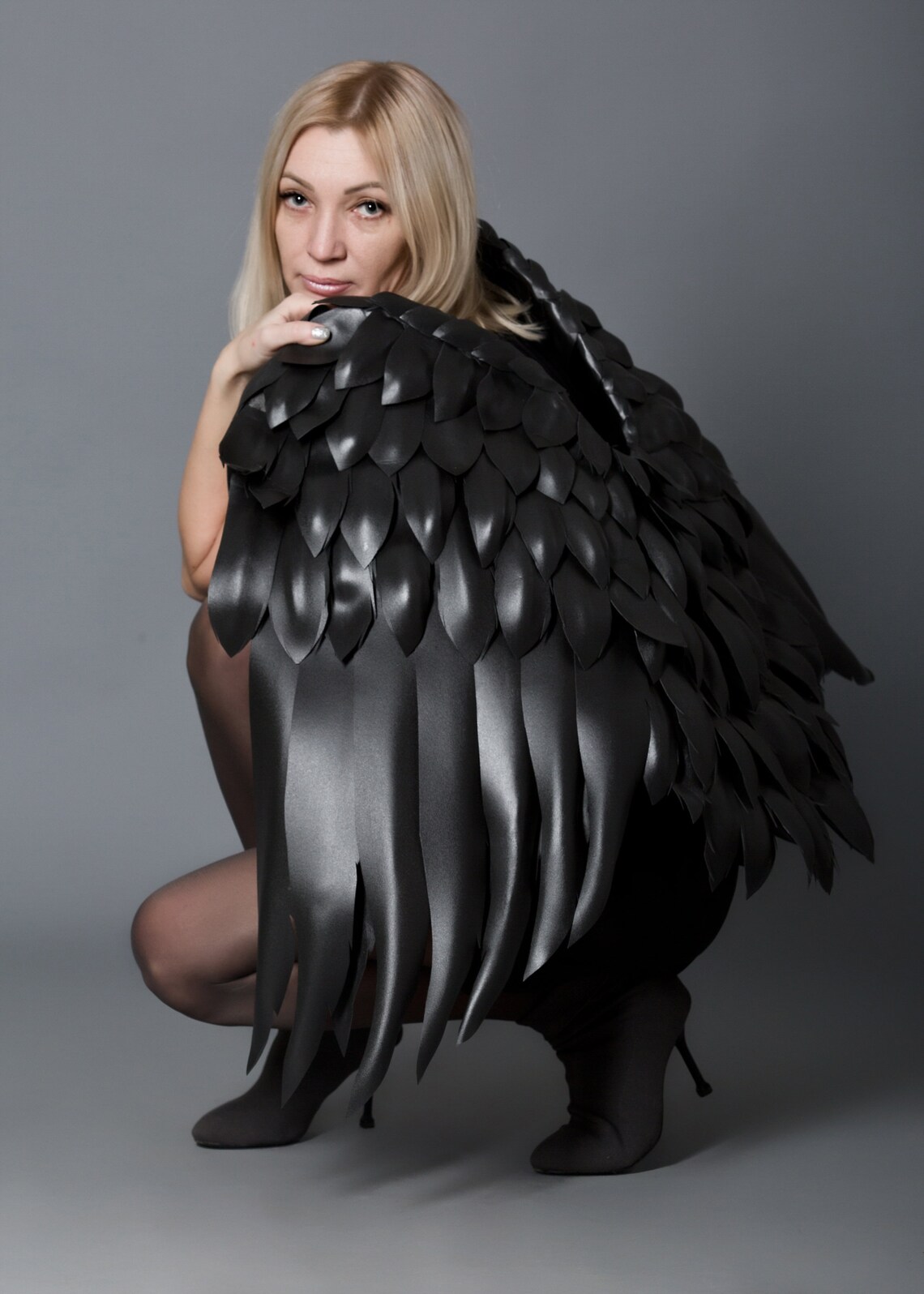 Black angel wings costume-fallen angel-wings cosplay-photo | Etsy