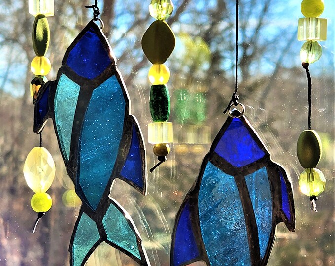 Fish Stained Glass Sun Catcher-whimsical-circles-fishing-mobile-amber ...