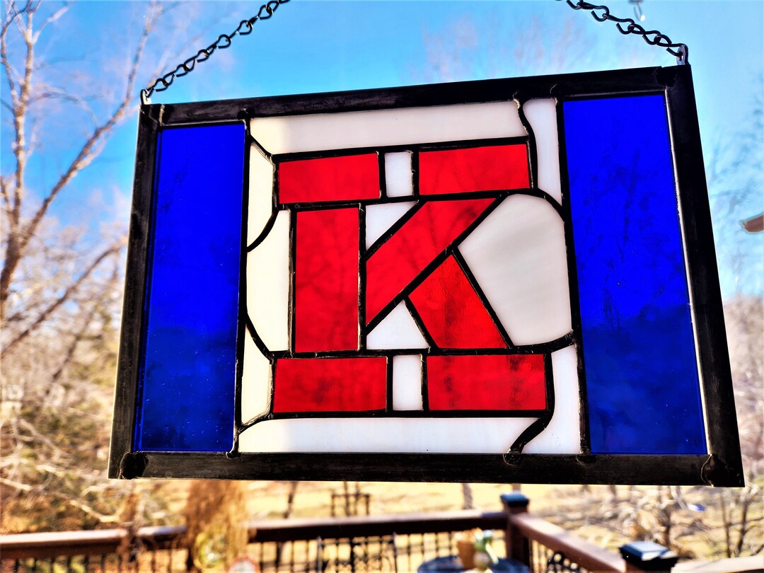 KU Flag Stained Glass Window Kansas University KU Jayhawks - Etsy