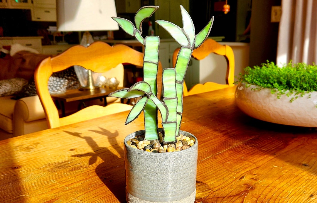 3D Stained Glass Bamboo Kit-pot and Rocks Included-suncatcher-tropical ...