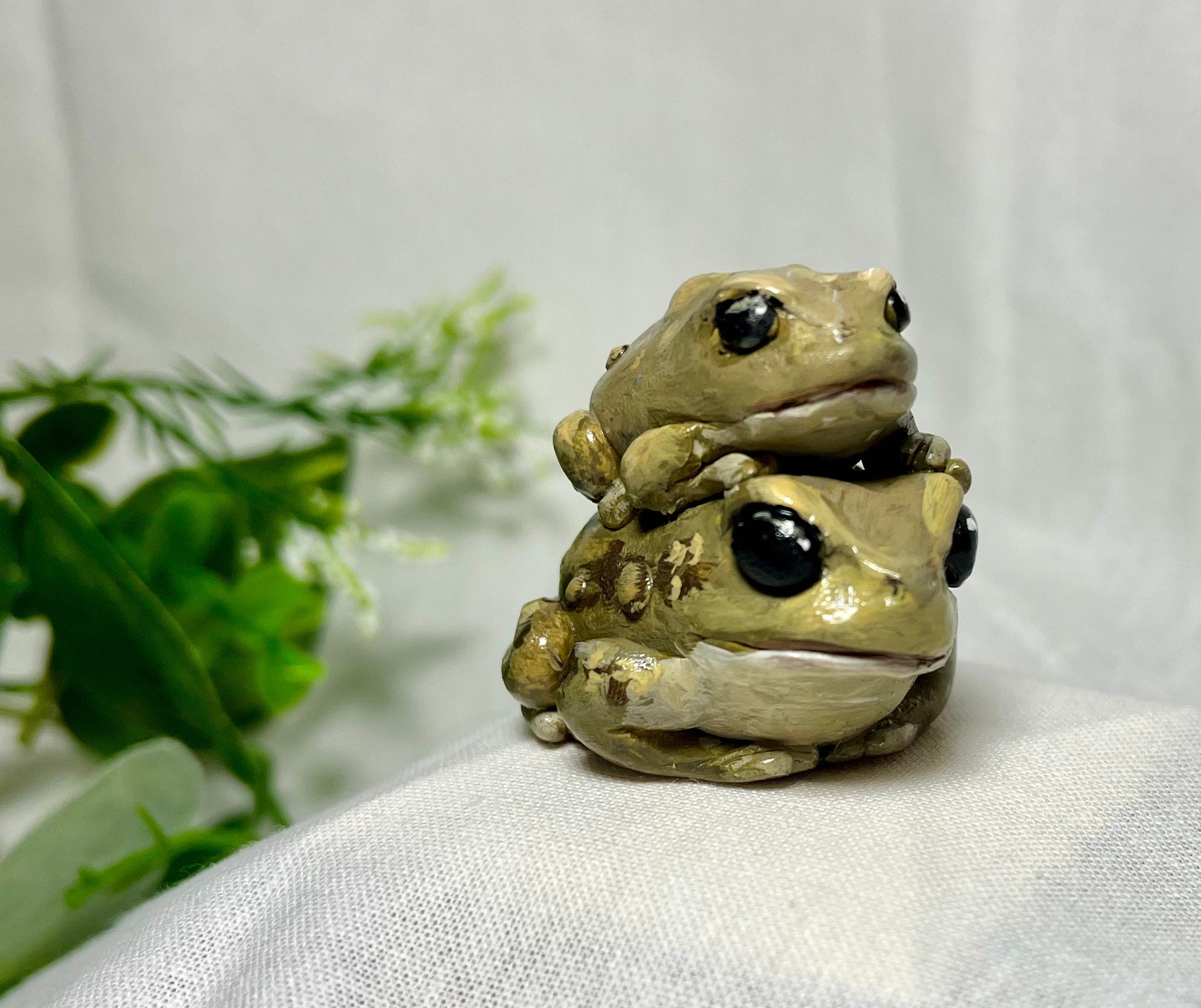 Handmade Polymer Clay Cute Small Stacking Toad Friendship Duo - Etsy