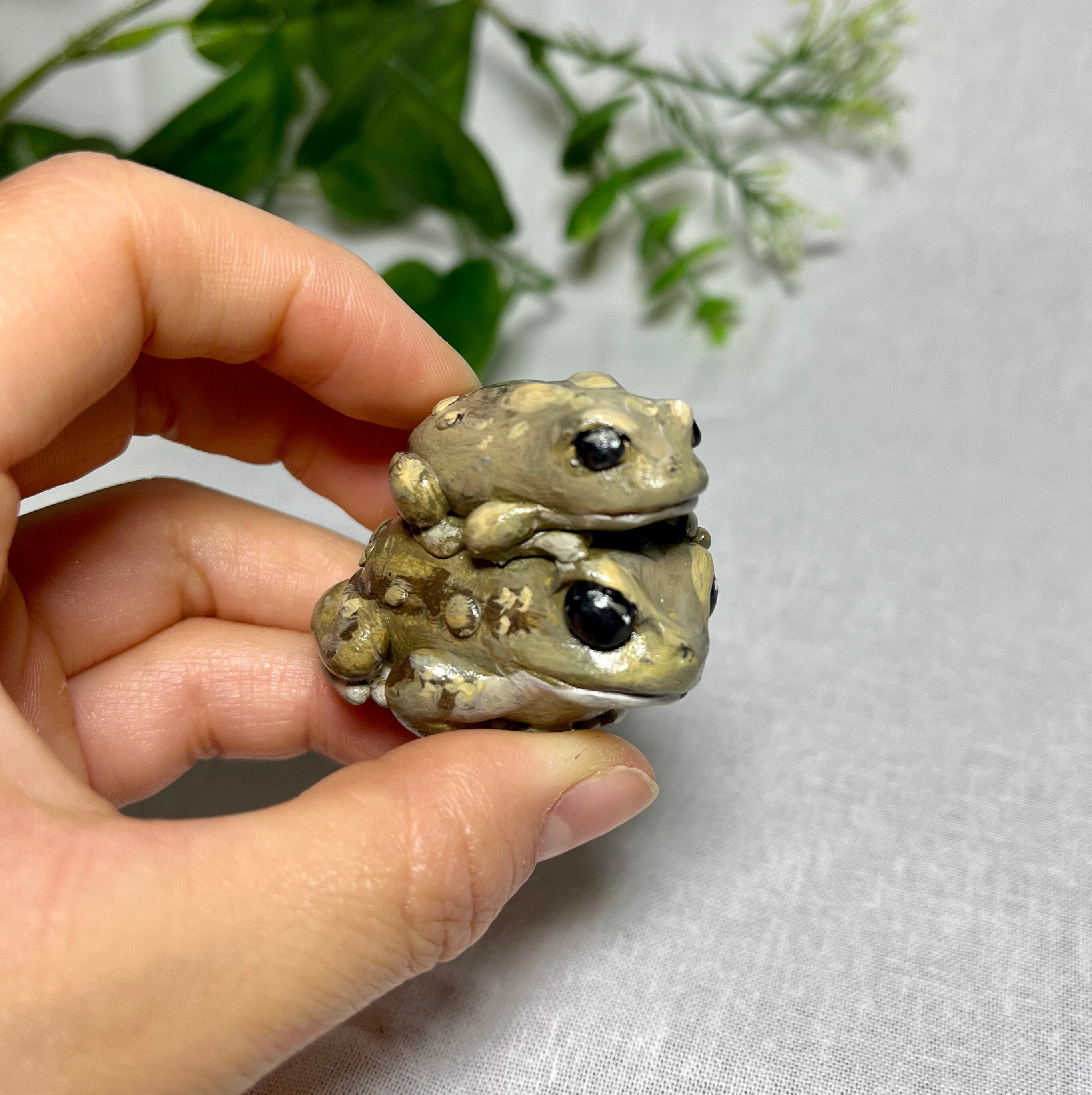 Handmade Polymer Clay Cute Small Stacking Toad Friendship Duo - Etsy