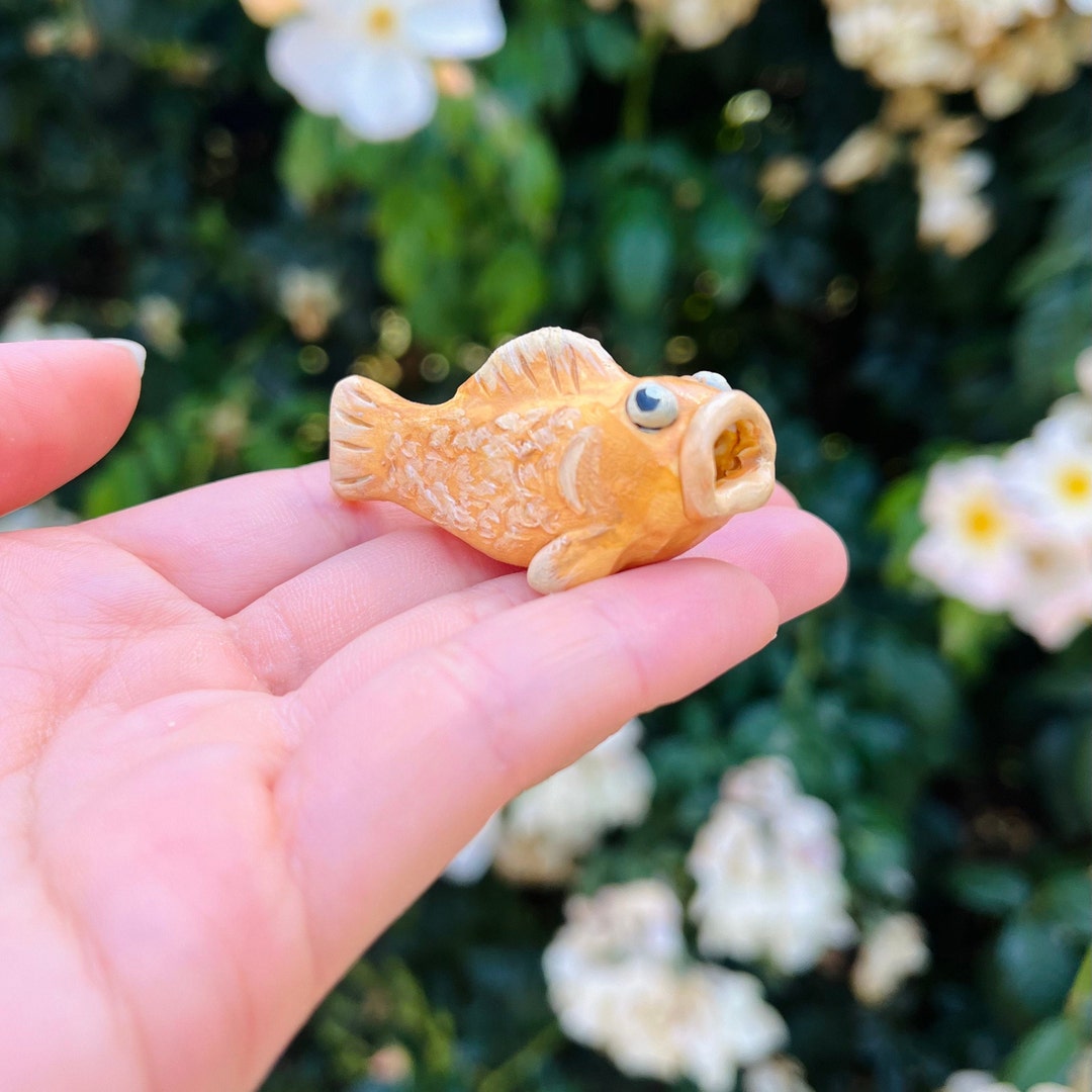 Handmade Polymer Clay Pet Goldfish Figurine Miniature Collectible ...