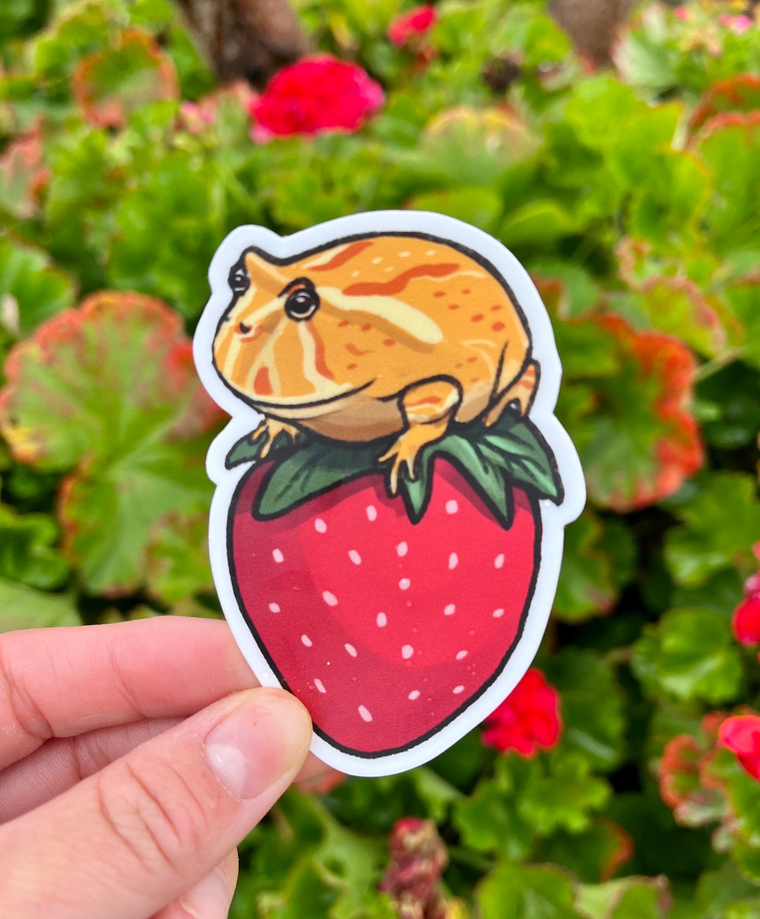 Vinyl Weatherproof Cute Pacman Frog Strawberry Sticker - Etsy