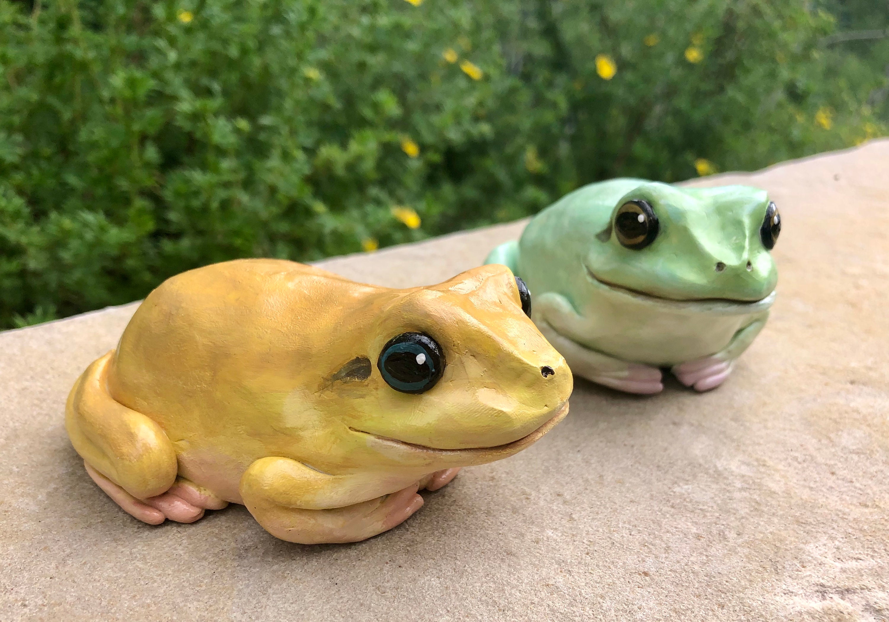 Handmade Jade Green Honey Yellow Tree Frog Figurine | Etsy
