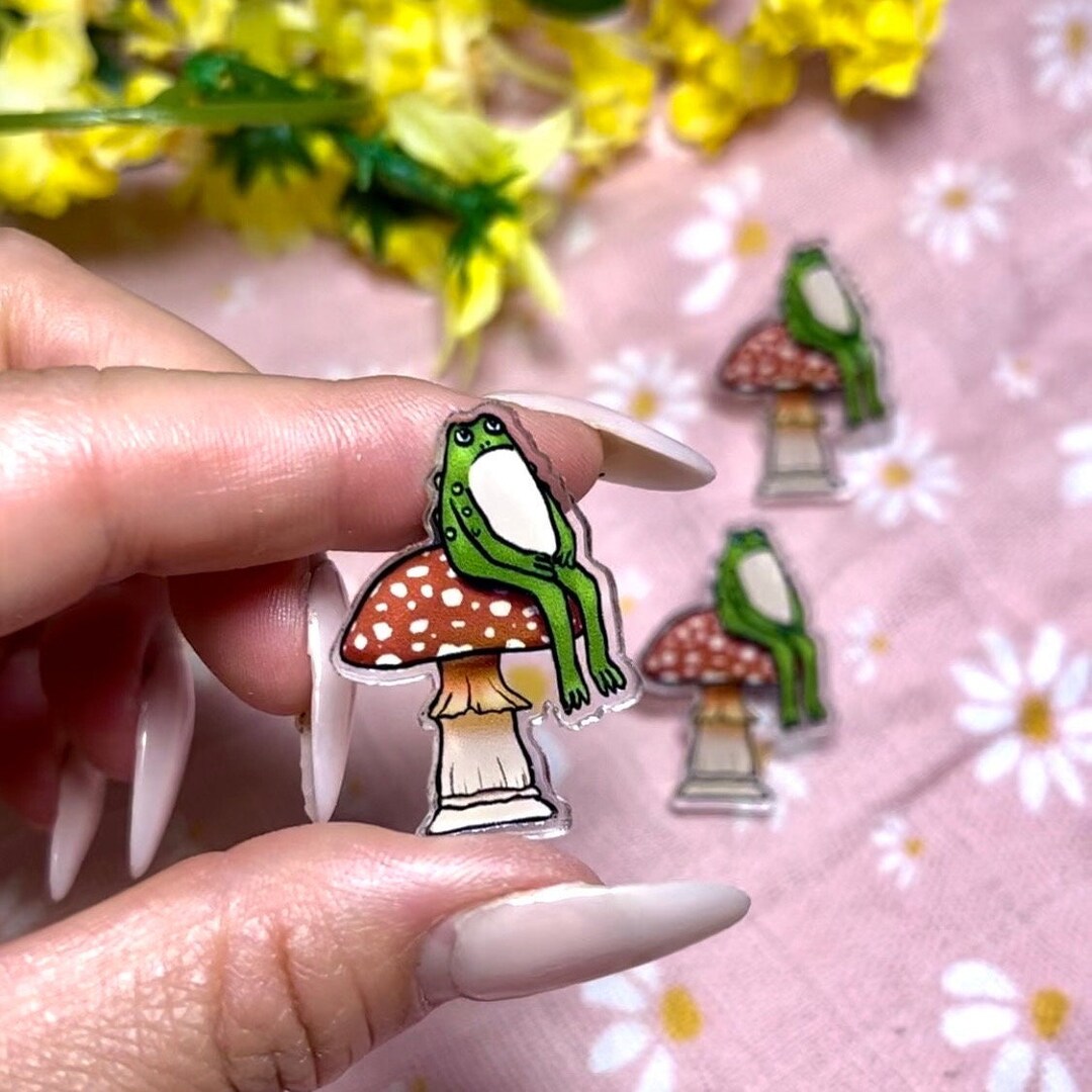 Acrylic Pin of Cute Grumpy Polite Toad Sitting on a Red - Etsy