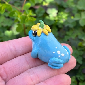 Handmade Polymer Clay Cute Little Spring Flower Hat Frog Figurine ...