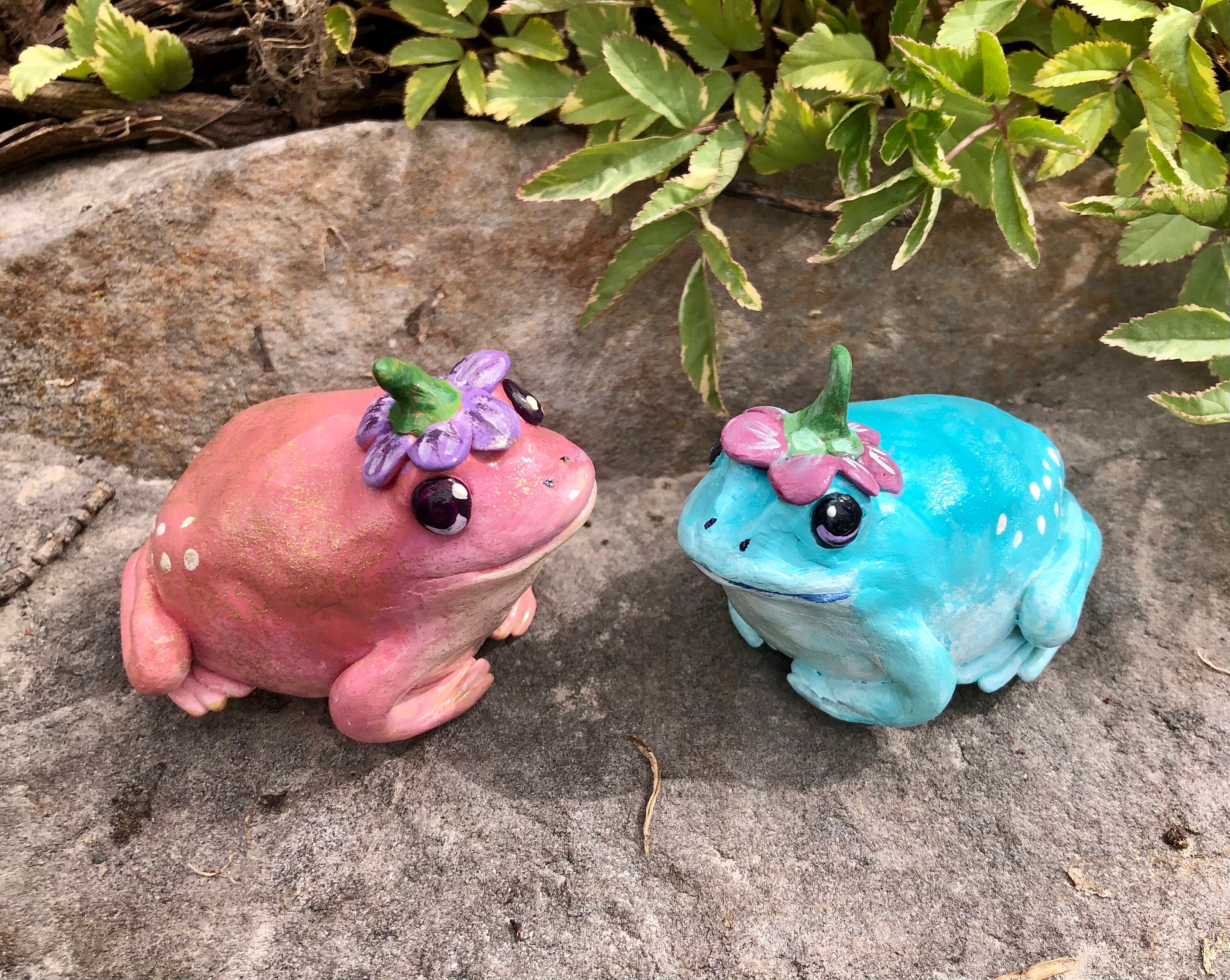 Handmade Polymer Clay Cute Little Spring Flower Hat Frog | Etsy